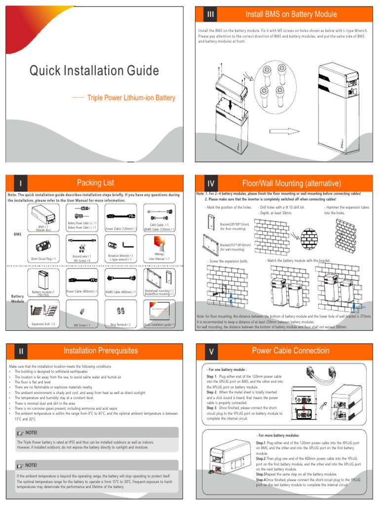 Triple Power Battery Quick Install Guide | PDF | Drill | Humidity