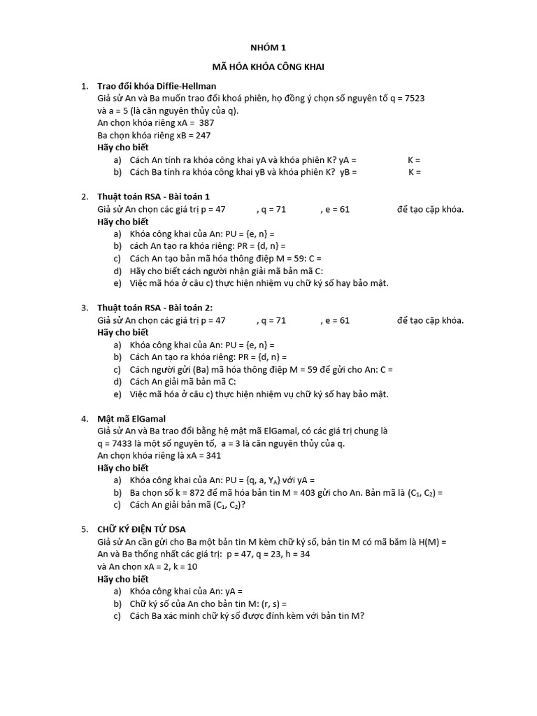 Bai Tap Nhom RSA ElGamma | PDF