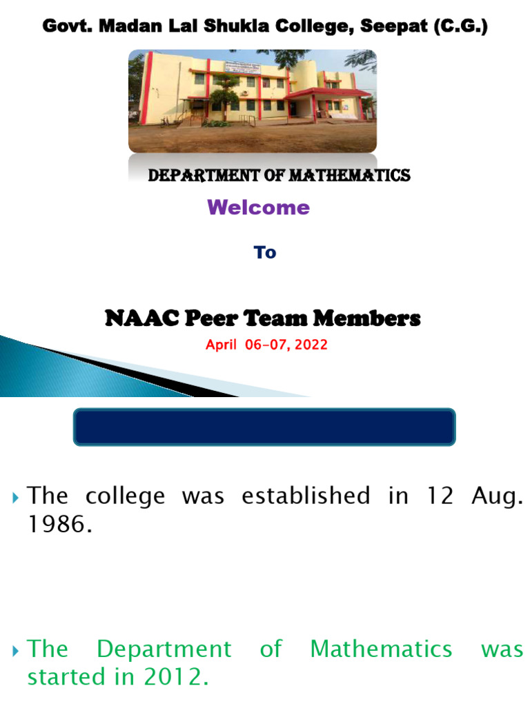 NAAC Presentation: Mathematics Dept. Overview | PDF