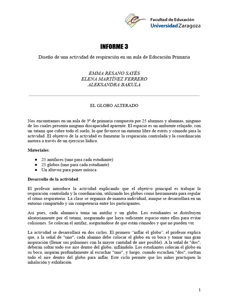 INFORME 3 AFAE Subsanado | PDF | Respiración