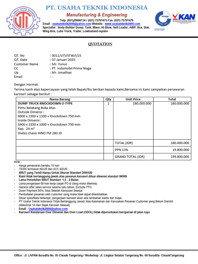 0011 Dump Truck Knockdown 24 Kubik Type-U Hino FM 280 JD BPK Yunus CC PT. IPN BPK Jonathan Sls ...