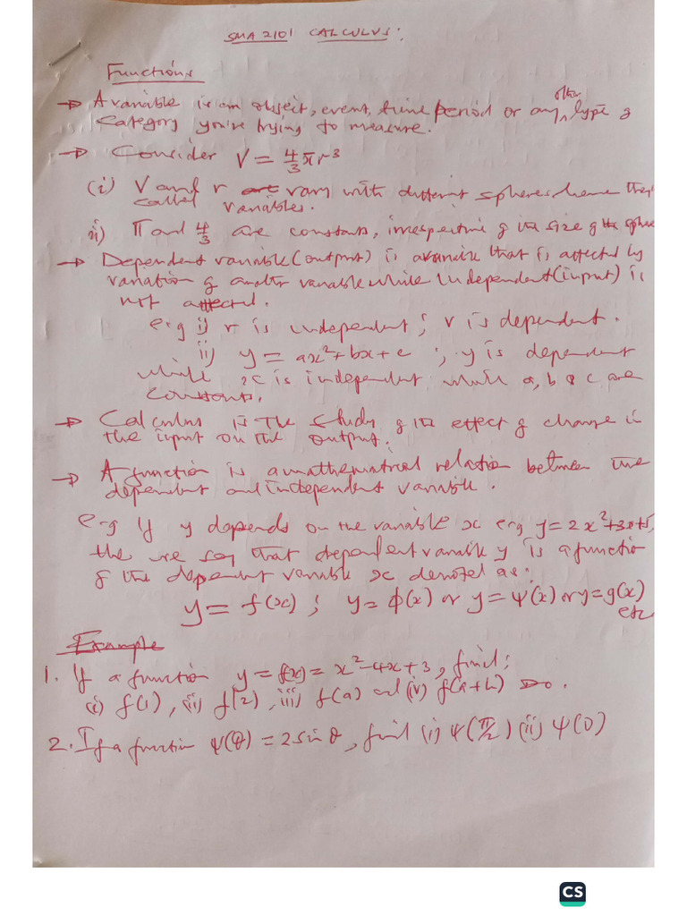 SMA 2101 Functions and limits | PDF