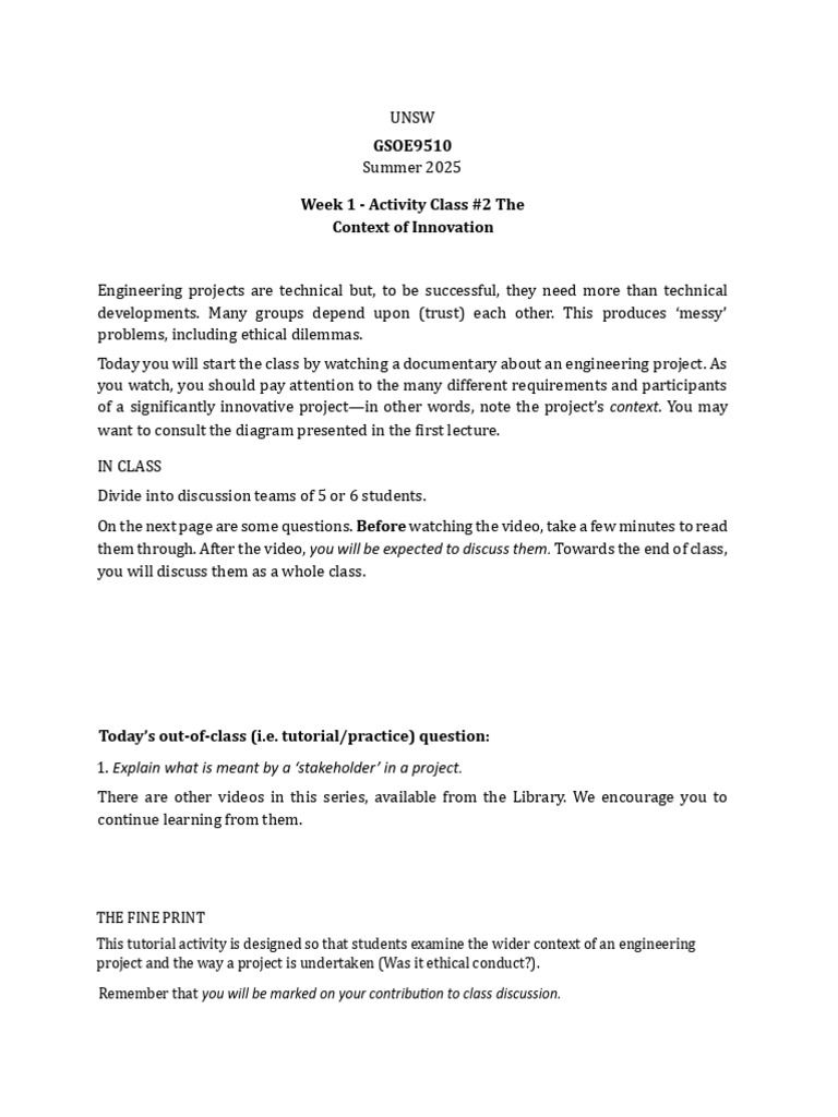 Week 1 - Workshop2 - Class#2 Activity - GSOE9510 2025 | PDF | Cognition ...