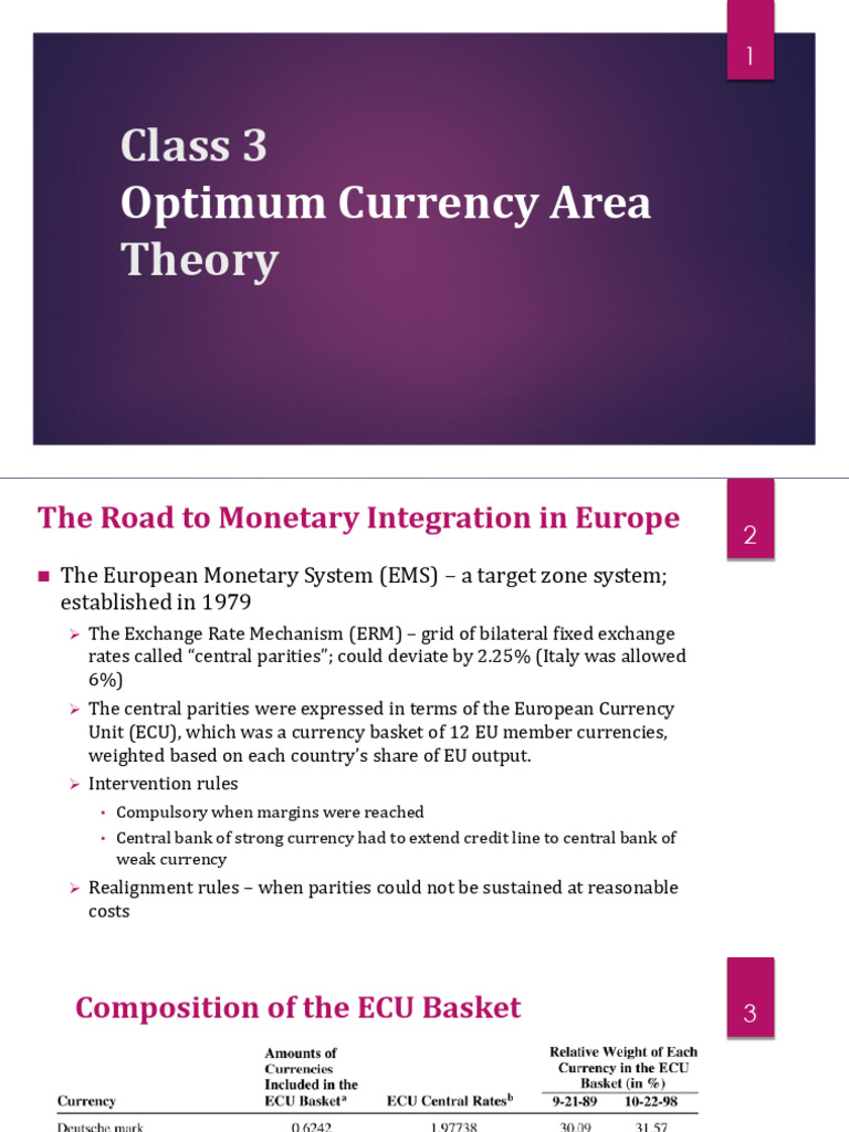 Class03-OCA Theory-2023 | PDF | Euro | European Exchange Rate Mechanism