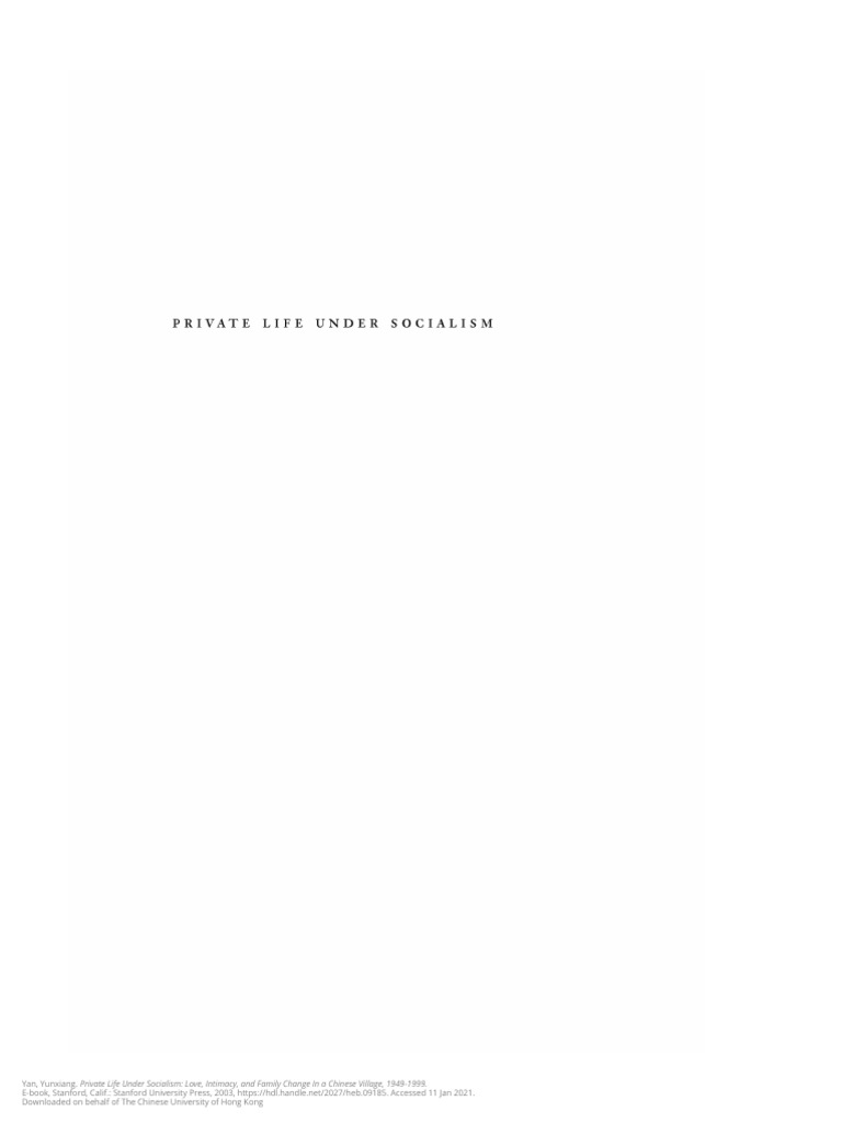 Private Life Under Socialism Love Intimacy and Family Change in a ...