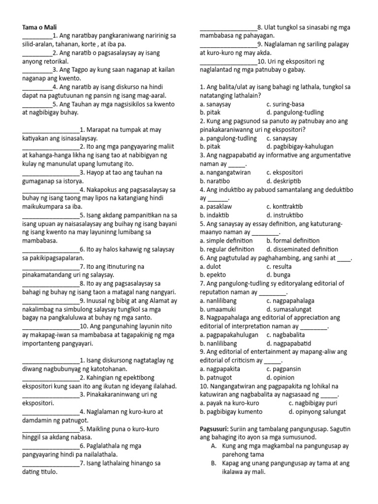 Filipino Reviewer | PDF