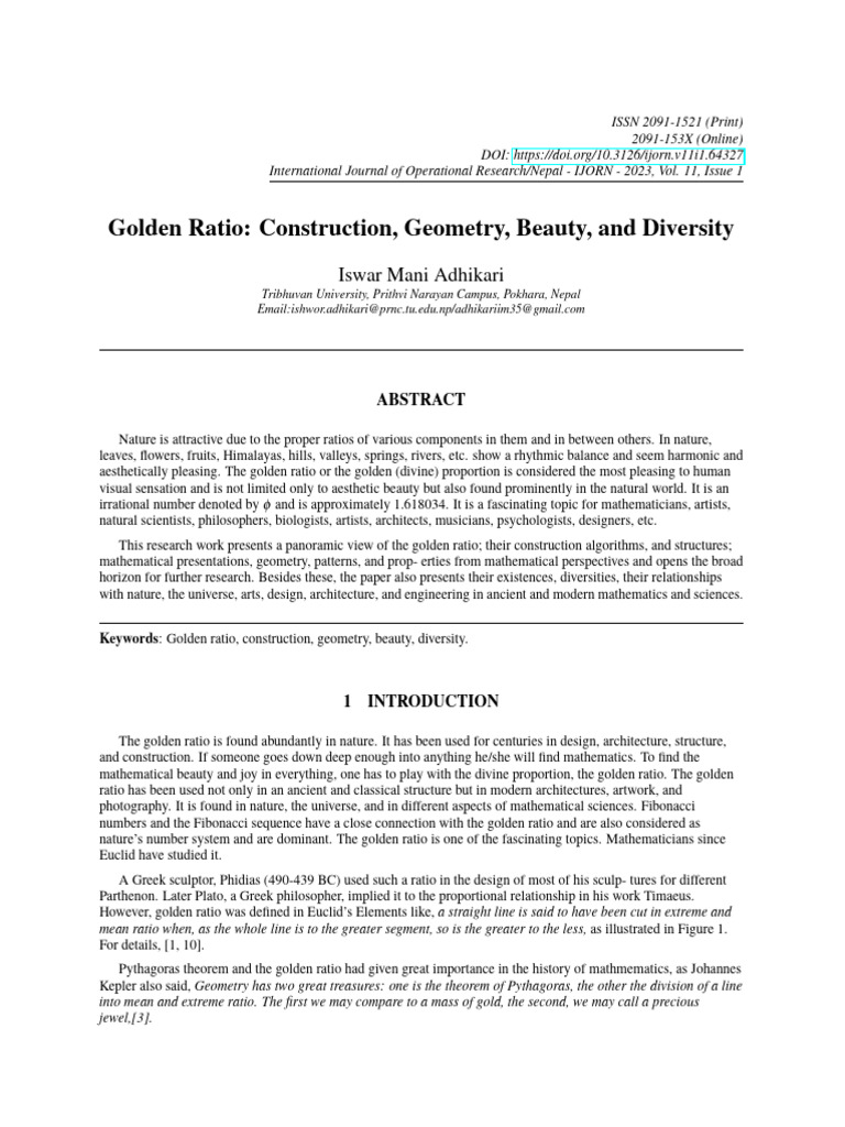 Golden Ratio Construction Geometry Beauty and Dive | PDF | Triangle ...