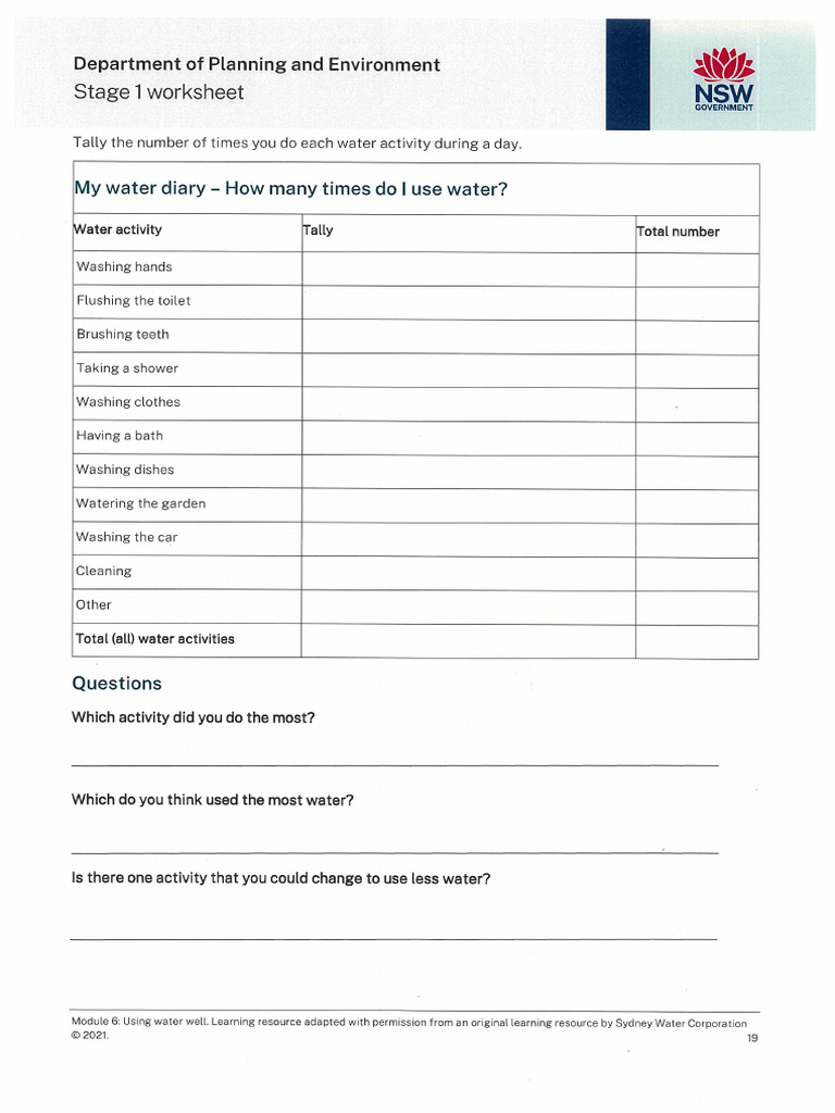 Print Out Water Diary - Science HW | PDF