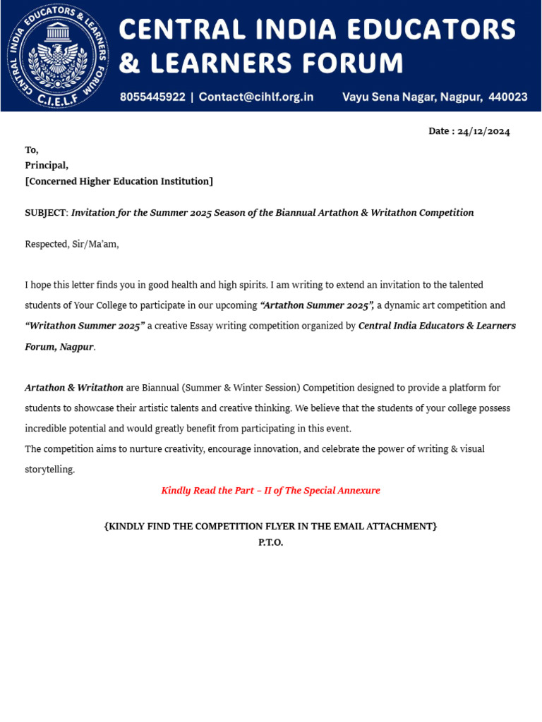 Higher Education Institution Invitation Letter | PDF