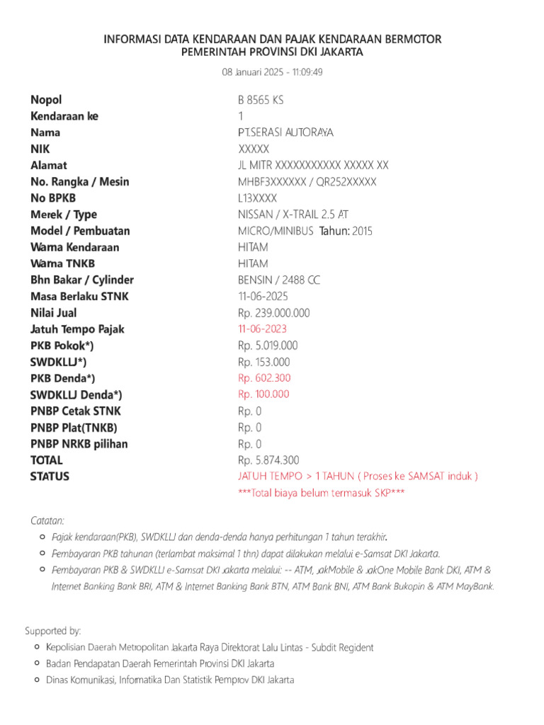 Informasi Data Kendaraan Bermotor | PDF