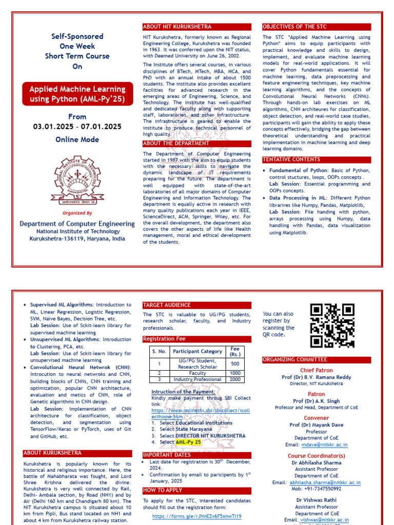 STC - AML - Py'25 Brochure - New | PDF | Machine Learning | Engineering