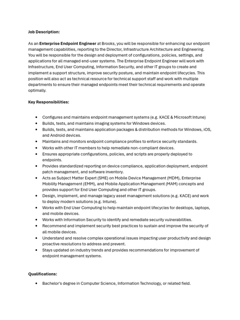 Endpoint Engineer[1] | PDF | Computing | Software