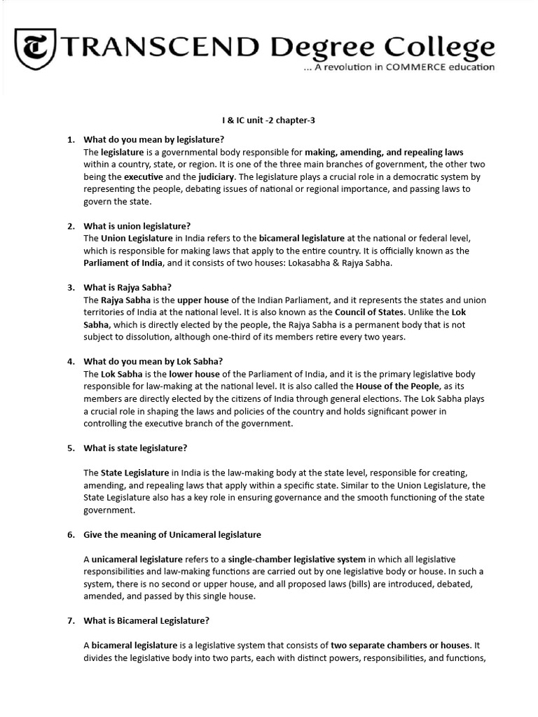 I and IC unit -2 | PDF | Legislature | Voting