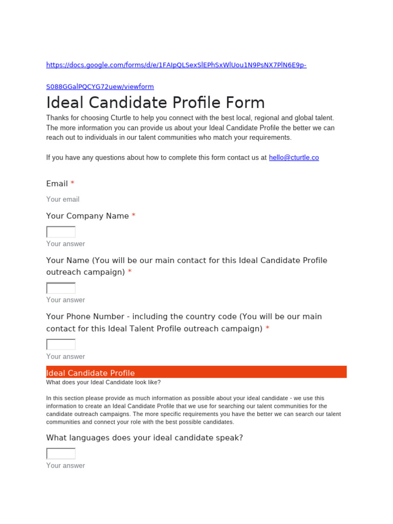 Ideal Candidate Form | PDF
