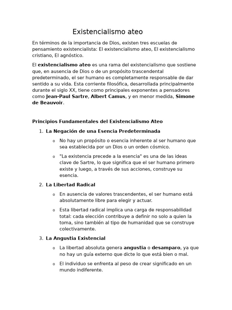 Existencialismo Ateo | PDF