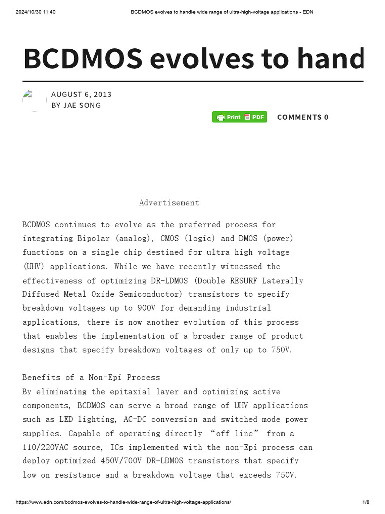 BCDMOS Evolves To Handle Wide Range of Ultra-High-Voltage Applications ...