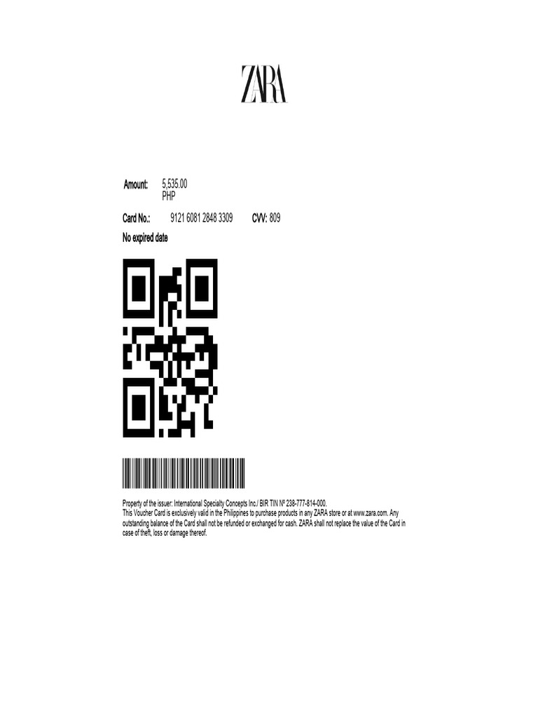 Zara Card 3309 | PDF