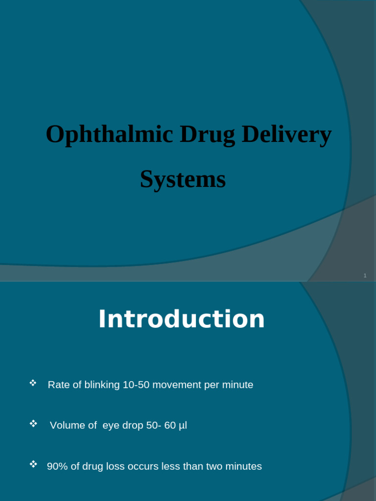 Ophthalmic Drug Delivery Systems | PDF | Cornea | Topical Medication