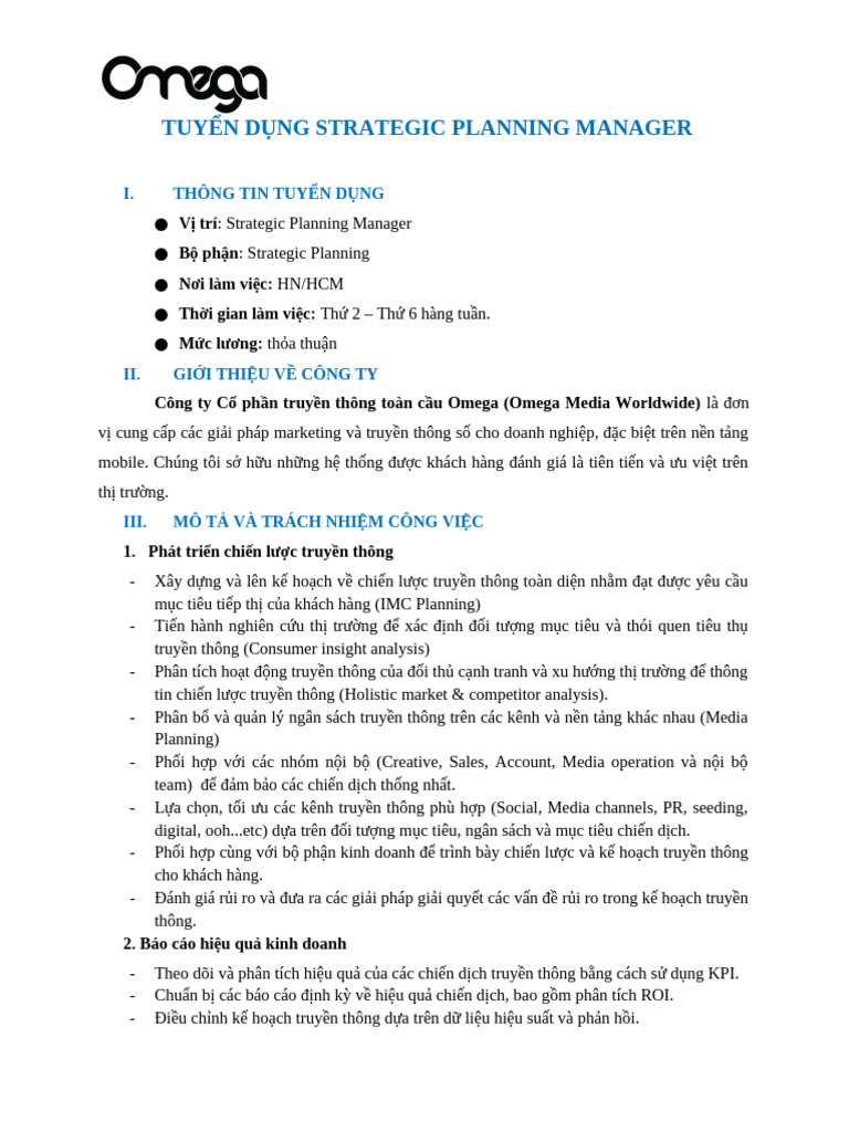 (Omega Media) Strategic Planning Manager | PDF