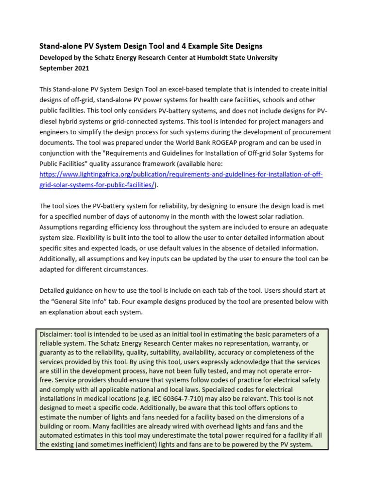 PV System Design Tool and Example Designs | PDF | Photovoltaics ...