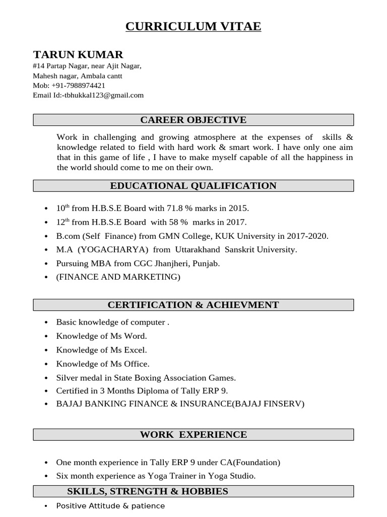 TARUN RESUME UPDATE 2 Version 2 | PDF