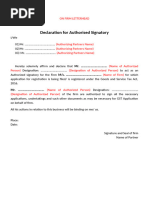 GST Declaration For Authorised Signatory Authorisation Letter Format | PDF