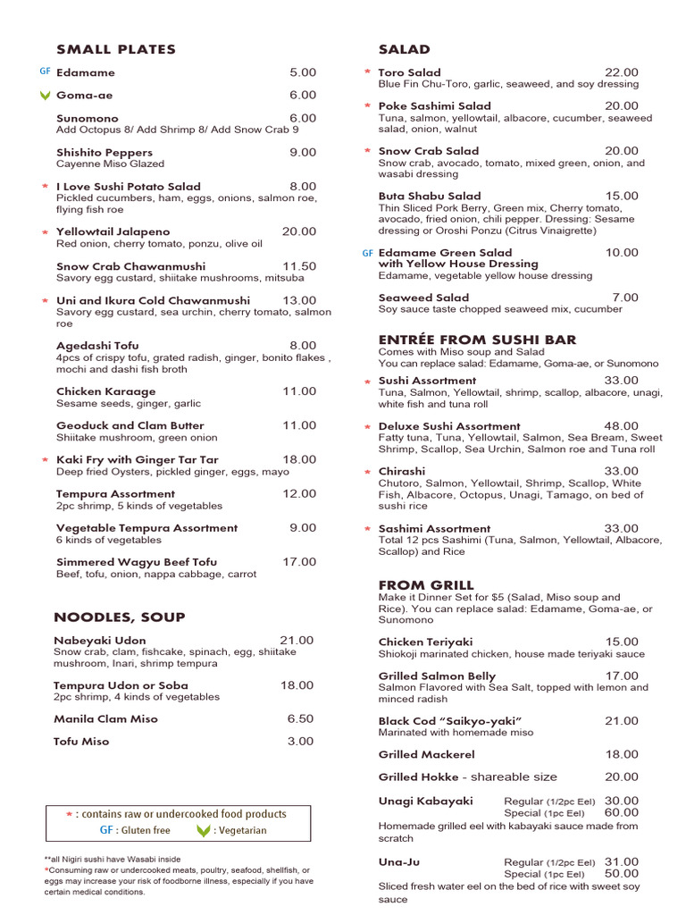 I Love Sushi Dinner-Menu | PDF | Sushi | Food Ingredients