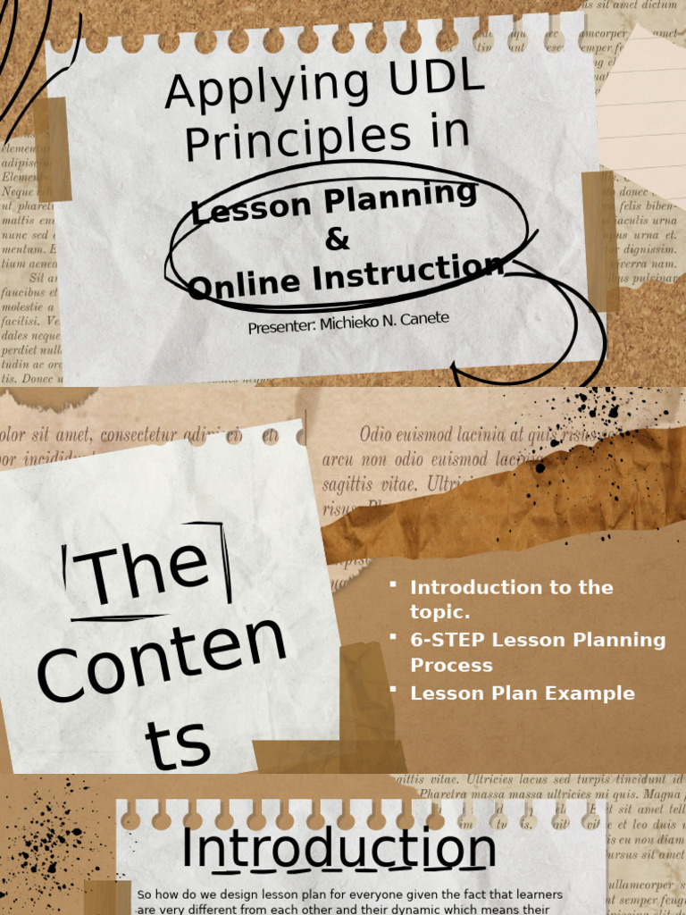 APPLYING UDL PRINCIPLES in LESSON PLANNING and ONLINE INSTRUCTION ...