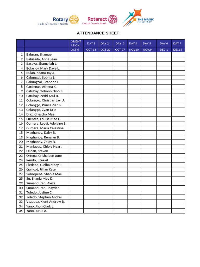 Math Assistance For Tiny Heroes Attendance Sheet | PDF