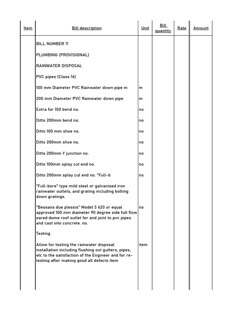 Plumbing BOQ Example | PDF | Pipe (Fluid Conveyance) | Home Appliance