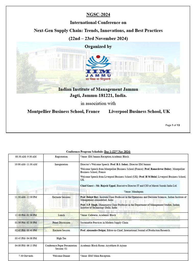 NGSC 2024 IIM Jammu | PDF | Supply Chain | Supply Chain Management