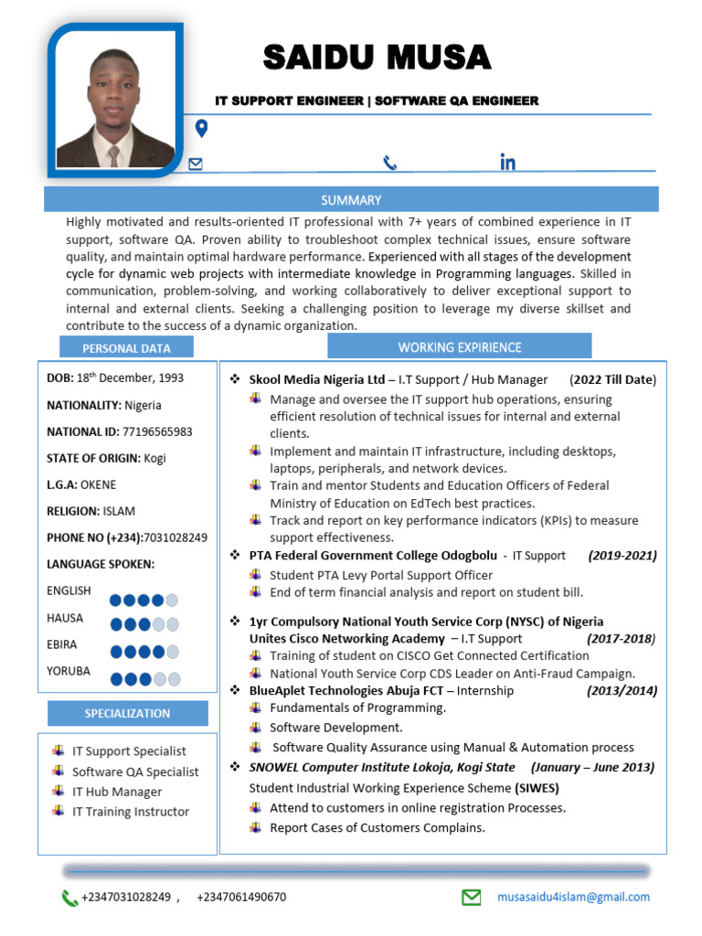 SAIDU-MUSA-CV VERIFIED 2024 | PDF | Computing | Software