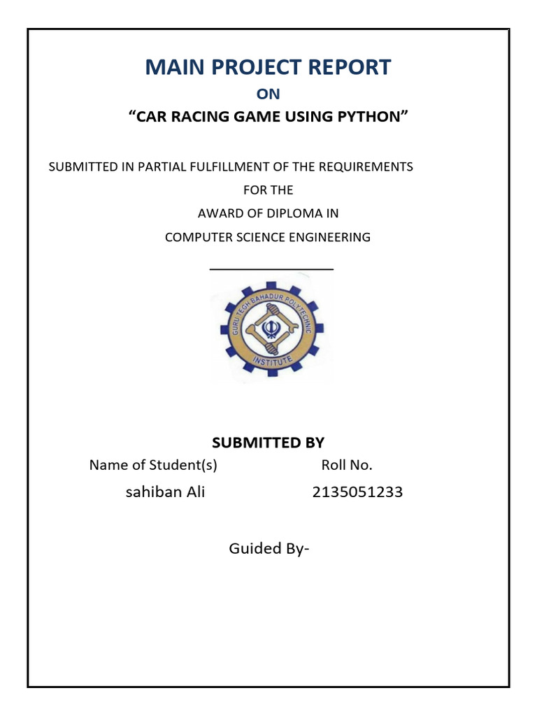 Python Car Racing Game Report | PDF | Control Flow | Parameter (Computer Programming)