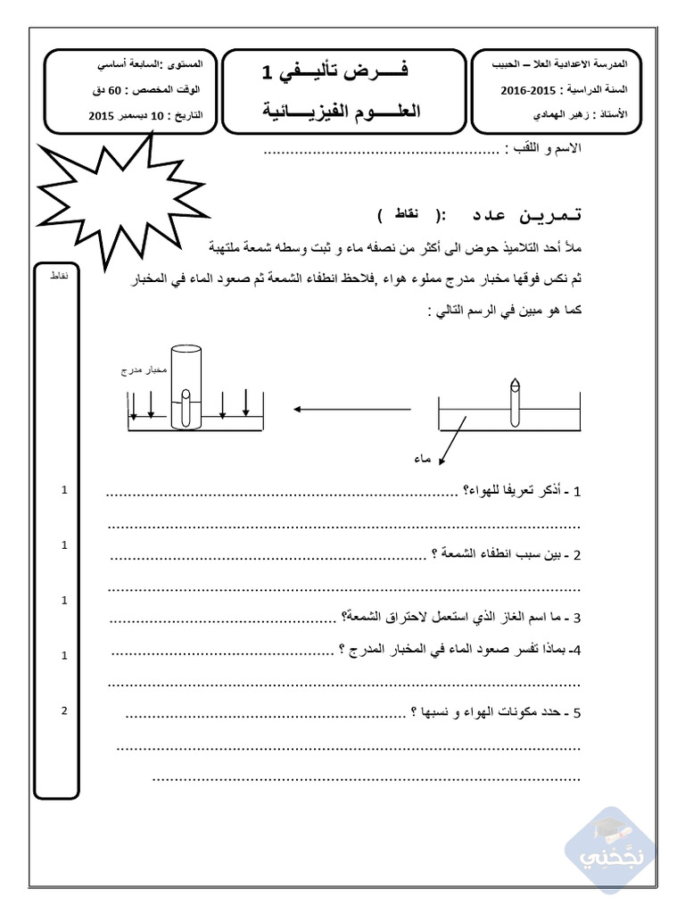 Devoir de Synthese N°1 2015 2016mr Hammadi Zouhaier | PDF