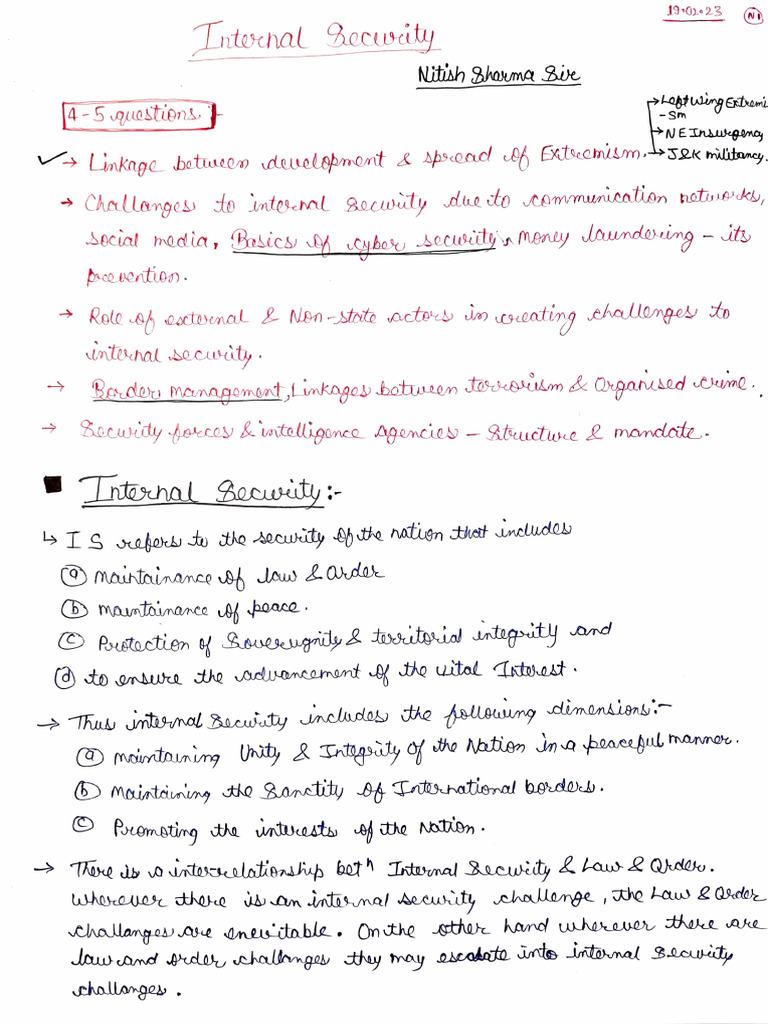 Internal Security Notes - Nitish Sir | PDF
