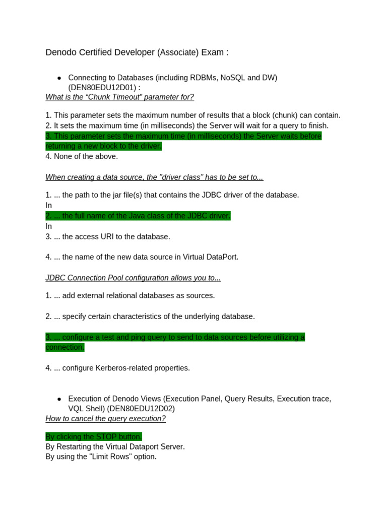 Denodo Certified Developer (Associate) Exam - Prep | PDF | Web Service ...