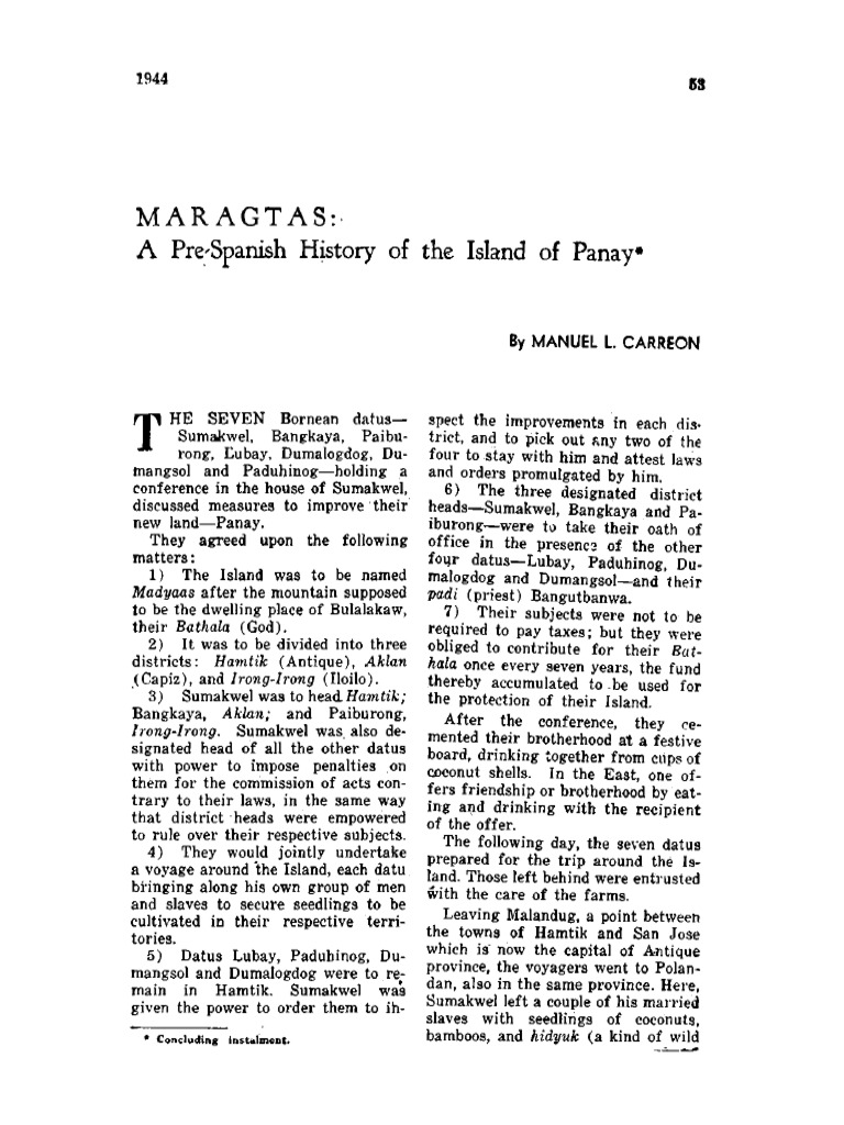 Maragtas: Datus of Panay Island | PDF