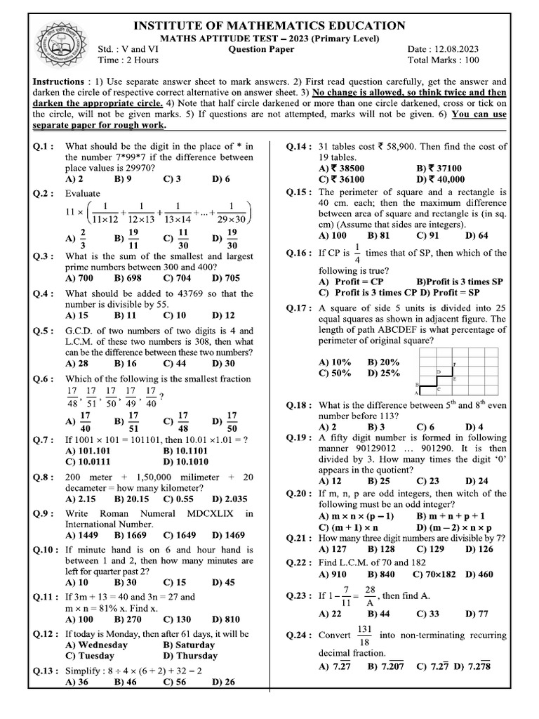 MAT - 2023 - 5 - 6 - Question - Paper August | PDF