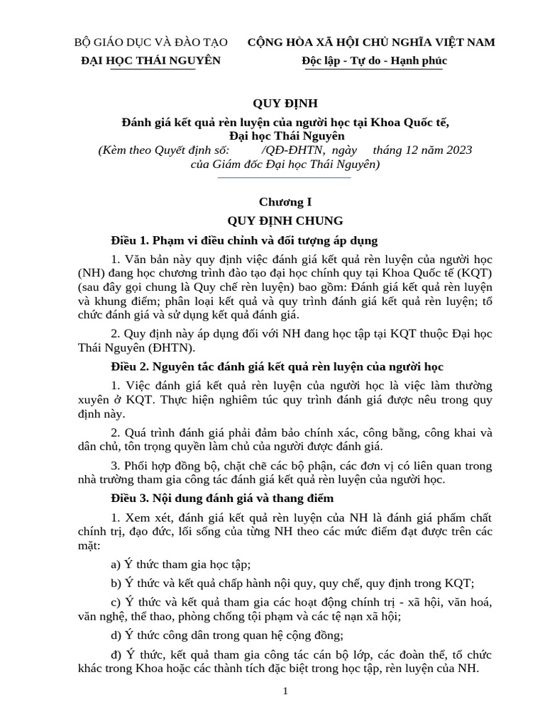3. Quy dinh danh gia ket qua RL T12.2023 bản cuối | PDF