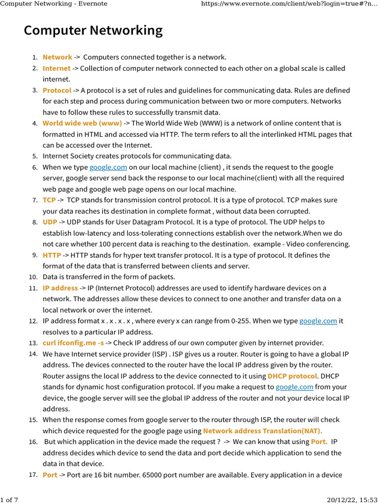 Kunal Kushwaha's Computer Networking Notes | PDF | Transmission Control ...