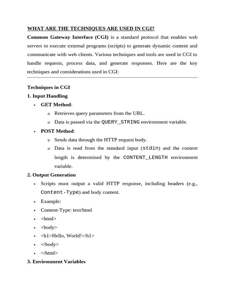 What Are the Techniques Are Used in Cgi | PDF | World Wide Web | Systems Architecture