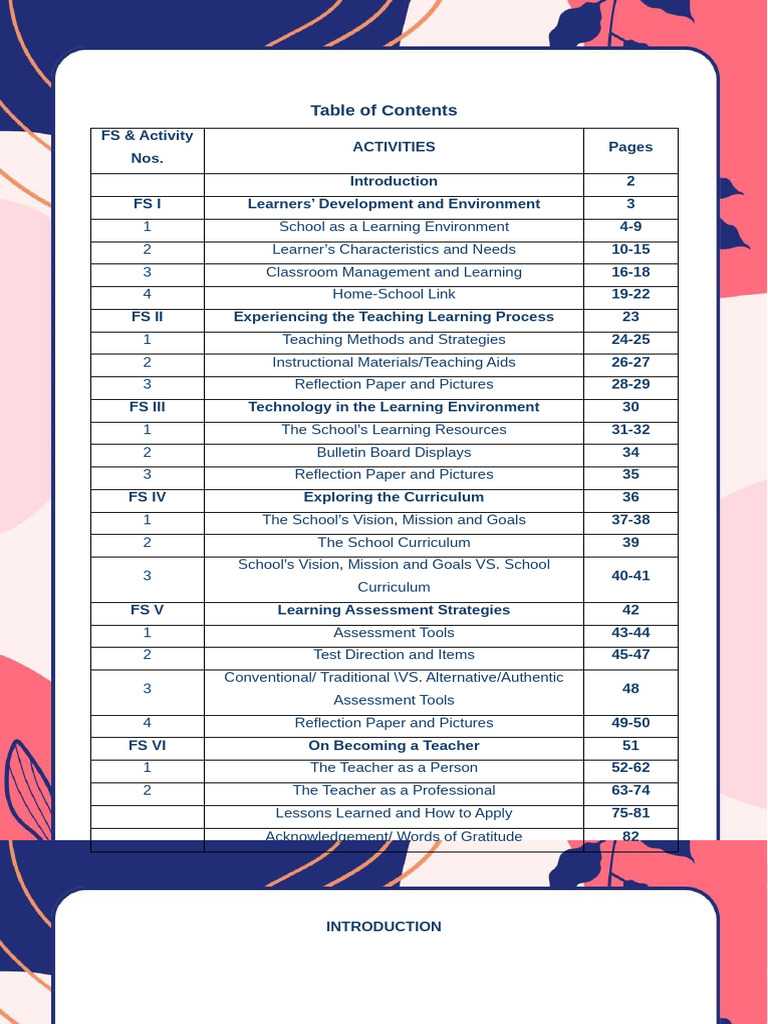 Field Study Portfolio | PDF | Classroom Management | Learning