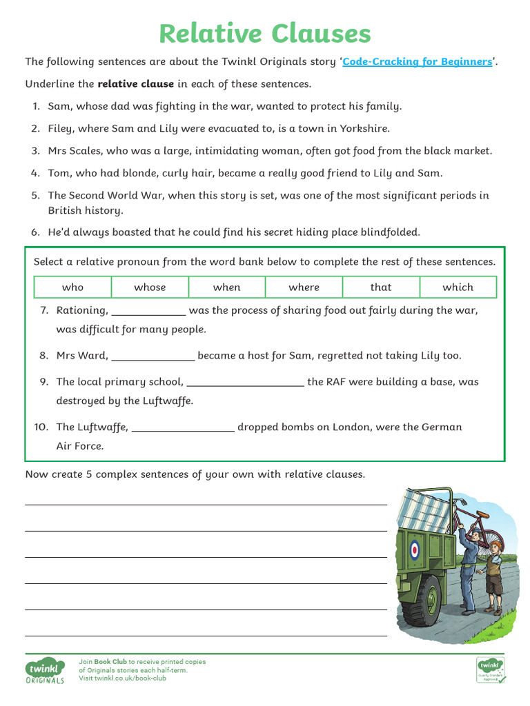 T e 2551376 Relative Clauses Ks2 Differentiated Activity Sheet Code ...