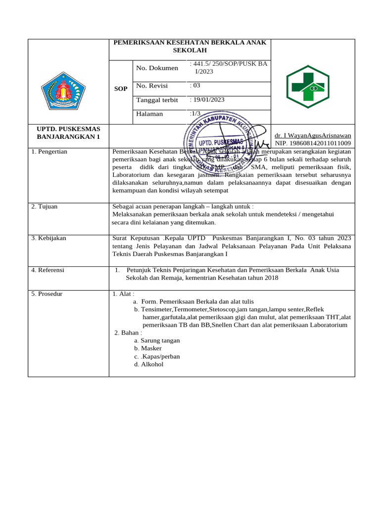 Sop Uks Berkala | PDF