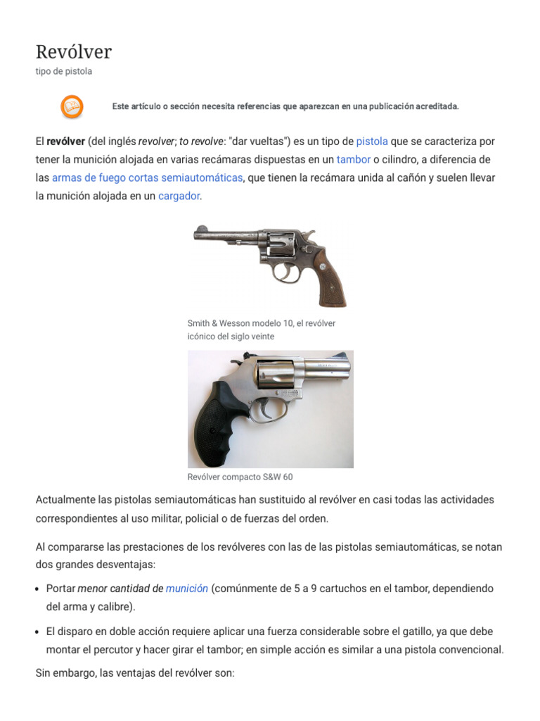Revólver - Wikipedia, La Enciclopedia Libre | PDF | Revólver | Armas de ...