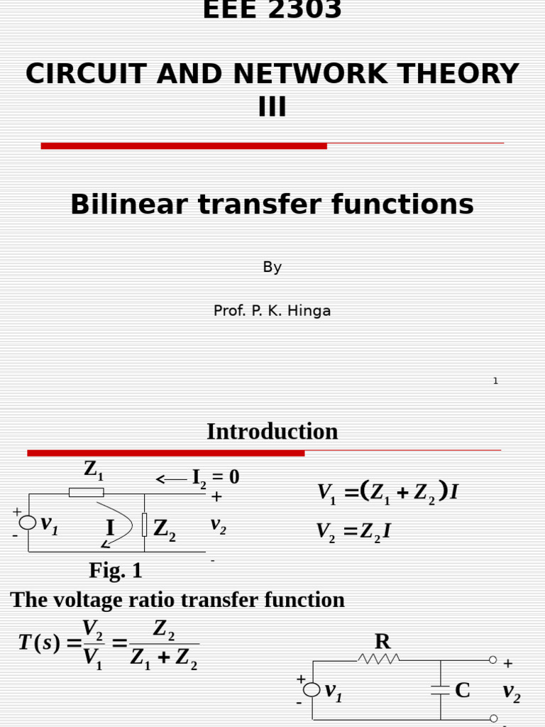 Bilinear Transfer Functions in Circuits | PDF | Electronic Engineering | Signal Processing