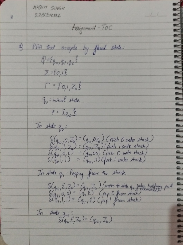 Assignment TOC (22BCE10386) | PDF