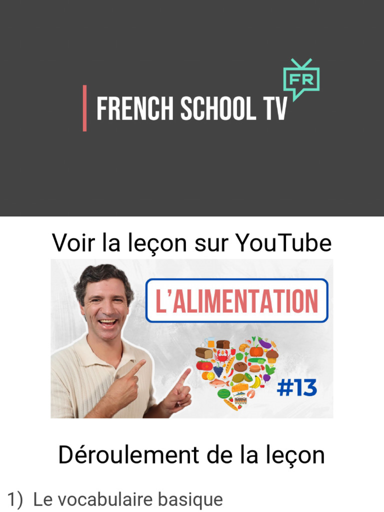 Vocabulaire de l'alimentation en français | PDF