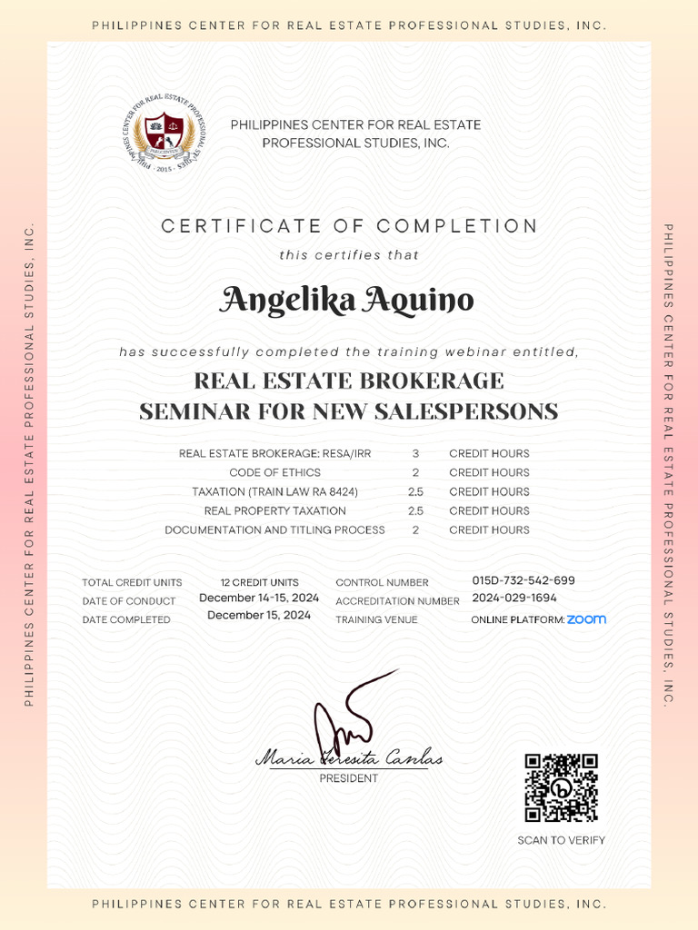 Aquino NRES Certificate Dec 14-Dec 15 | PDF
