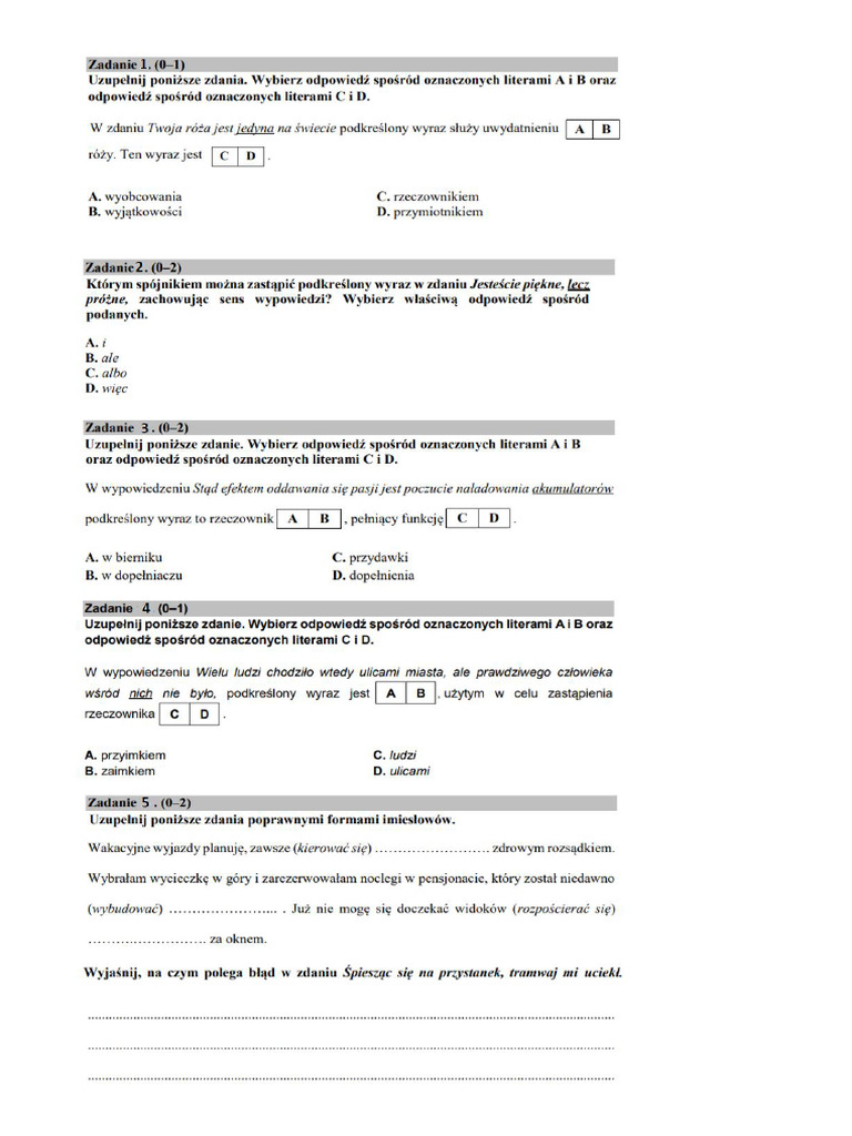 Fleksja Zad Egz | PDF